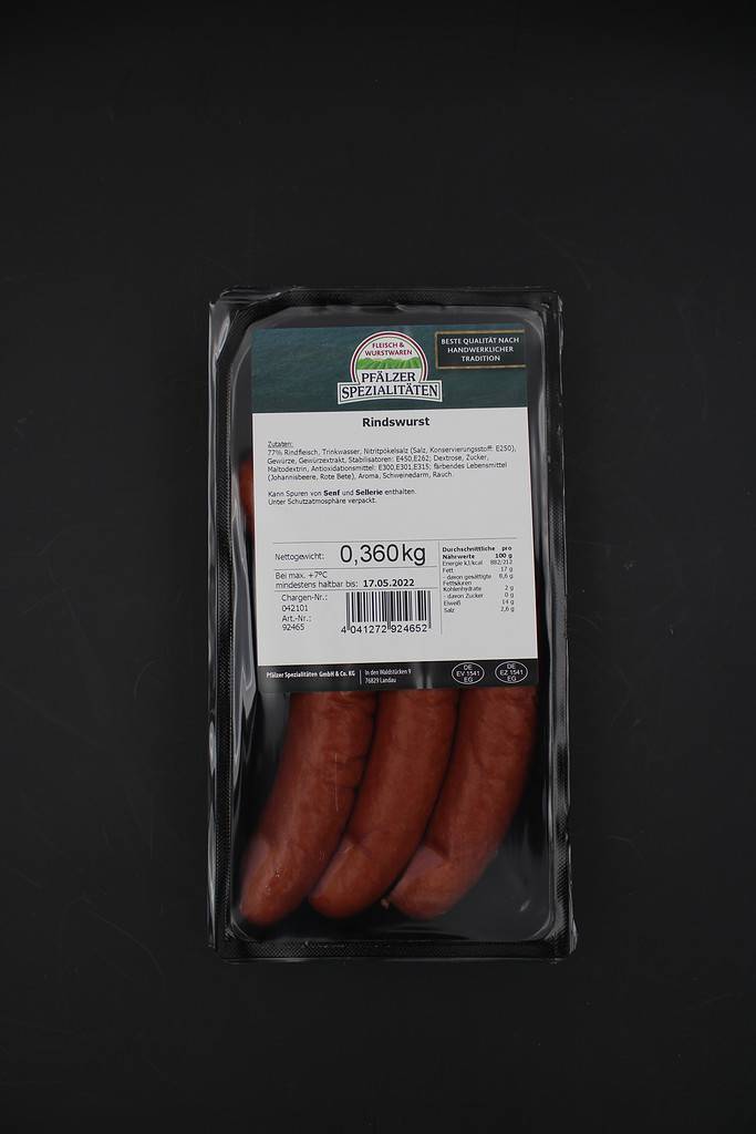 Pfälzer Spezialitäten Rindswurst 3 x 120g - pantry24