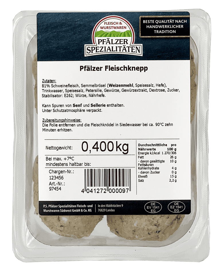 Pfälzer Spezialitäten Fleischknepp 4 x 100g - pantry24